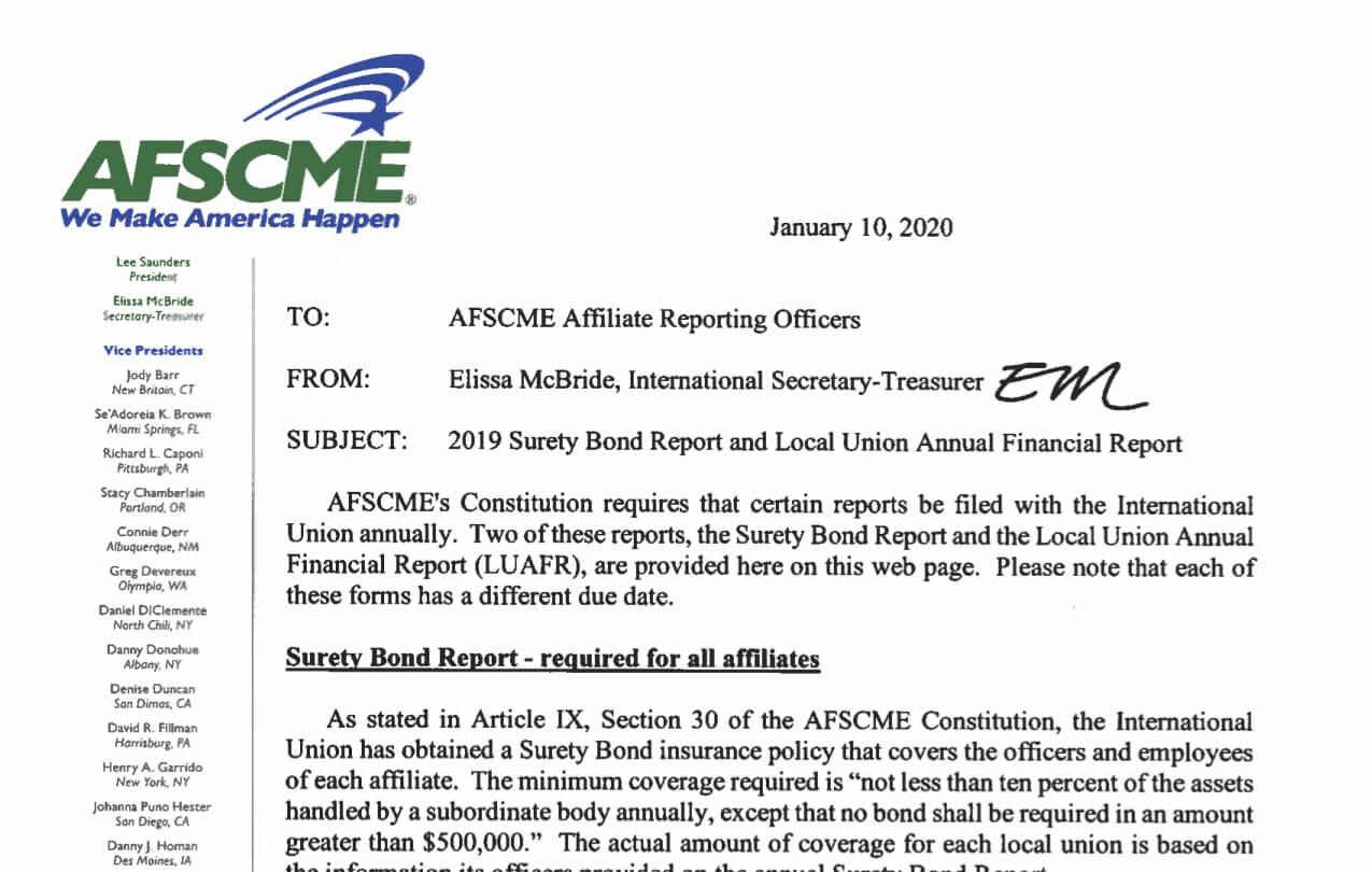 Surety Bond And LUAFR Cover Letter | Secretary-Treasurer Online ...